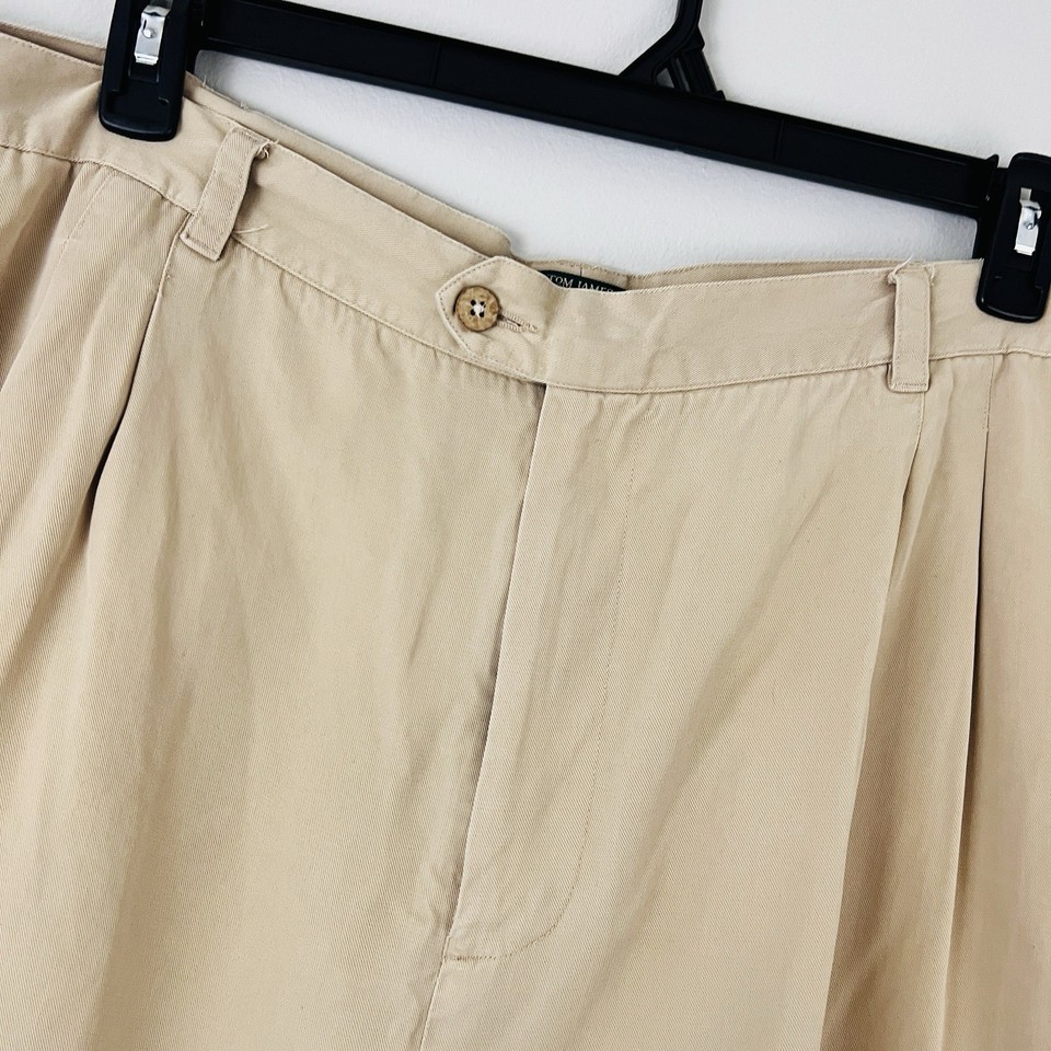 Tom James Khaki Beige Pleated Shorts Super Soft 100% Tencel Resort Wear ...
