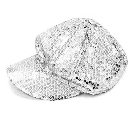 SILVER SEQUIN BALL CAP stage party dance costume hats women poor boy ...