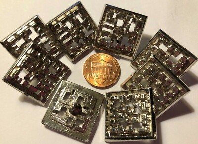 8 Square Shiny Heavy Silver Tone Metal Buttons Just Ovr 7/8" 23.5mm US ...