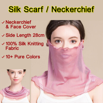 Silk Scarf/Neckerchief/Mouth & Face Cover,100% Silk,10 Optional Colors ...