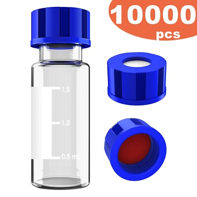 10000ps 2ml Sample Clear Autosampler Vials Screw Caps 9-425 HPLC GC ...