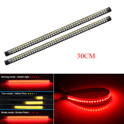 2Pcs 30cm Motorcycle LED Flexible Strip Light Tail Brake Stop Turn ...