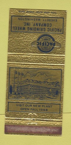 Matchbook Cover - Pacific Grinding Wheel Everett WA 30 Strike | eBay