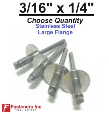 3/16" x 1/4" Grip ALL Stainless Steel Large Flange POP Rivet 64LF ...