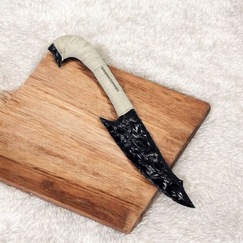 Handcrafted Obsidian Knife - 12" Blade - Razor Sharp Stone Tool ...