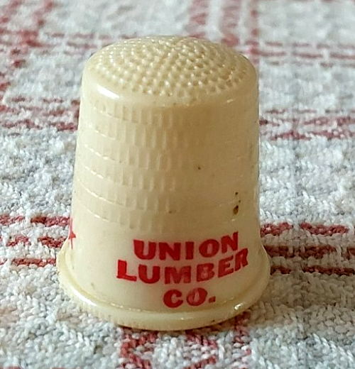 Vintage Thimble Plastic Quadriga Cloth Union Lumber Co. Advertising | eBay