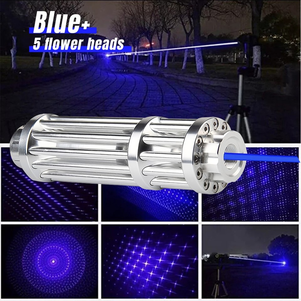 Watt Adjustable High Power Blue Burning Laser Pointer Visible Dot Torch ...