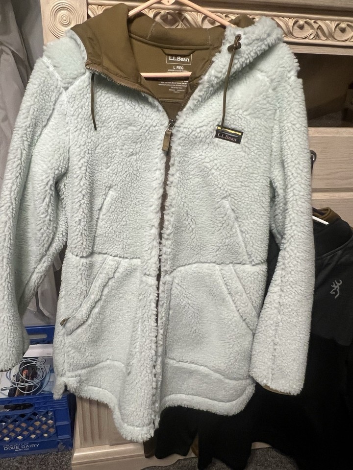 LL Bean Mountain Pile Fleece Coat Women’s In Color Mint Brown Lining ...