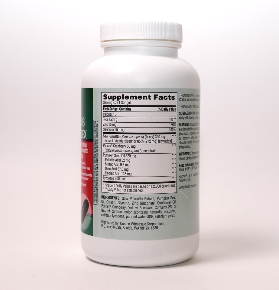 trunature Prostate Plus Health Complex, 250 Softgels with Saw Palmento ...
