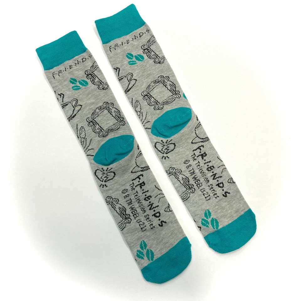 FRIENDS TV SHOW SOCKS gray teal retro 90s coffee cup picture frame door ...