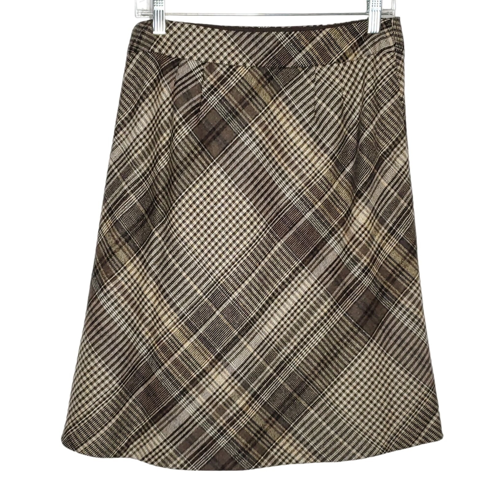 Ann Taylor Loft Wool Plaid A-Line Skirt Sz 6P Petite … - Gem