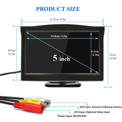 Wired Car Rear View System Backup Reverse Camera Night Vision IR With 5 ...