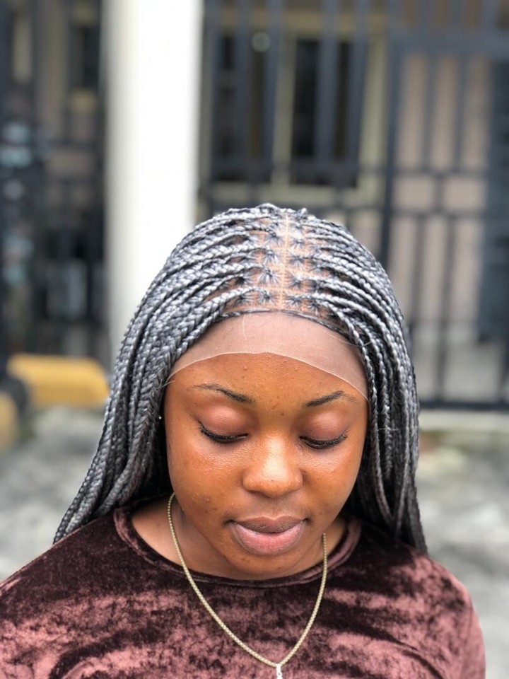 Knotless Braided Gray Wig. Length Is 28”long. Pls Wear A Nude Wig Cap ...