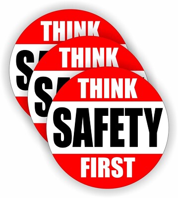 3 pcs - Think Safety First Hard Hat Decals Helmet Stickers Laborer ...