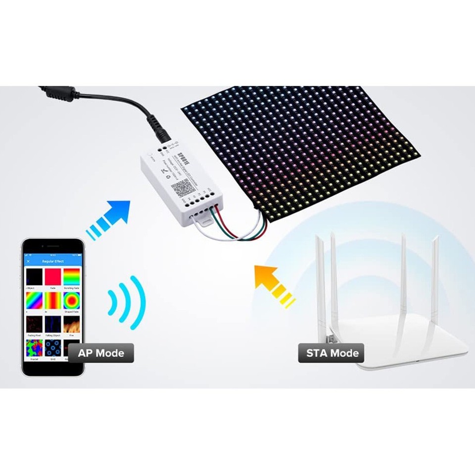 SP801E Wifi Art-Net LED Controller LED Matrix Panel WS2812B WS2811 ...
