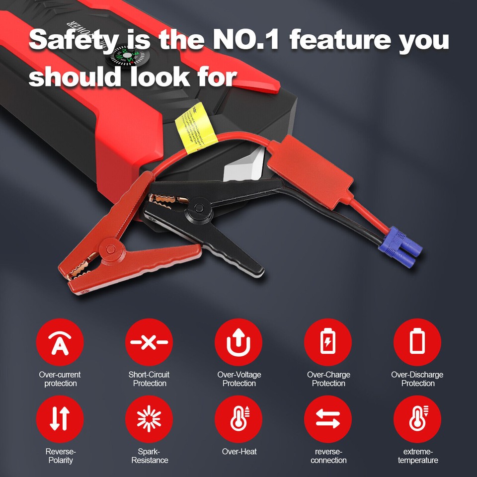 99800mAh Car Jump Starter Booster Jumper Power Box Bank Battery Charger ...