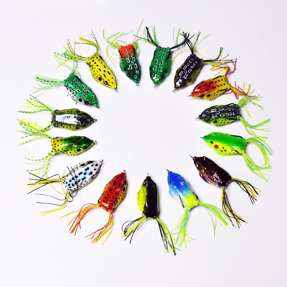 20Pcs Rubber Frog Fishing Lures Topwater Bait Hooks 6cm/2.3'' With ...