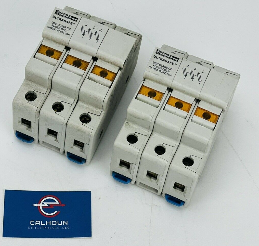 (LOT OF 2) Ferras Shawmut USCC3I UltraSafe 30A Fuse Block 3-Pole 600V ...
