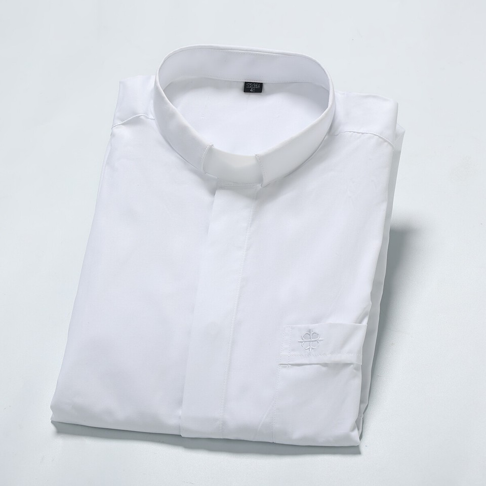 Clergy Shirt for Men with Cross Pattern Clerical Minister Priest Pastor ...