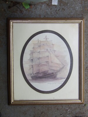 Mads Stage (artist) Watercolor, "Fieldriggerin "George Stage." Sailing ...