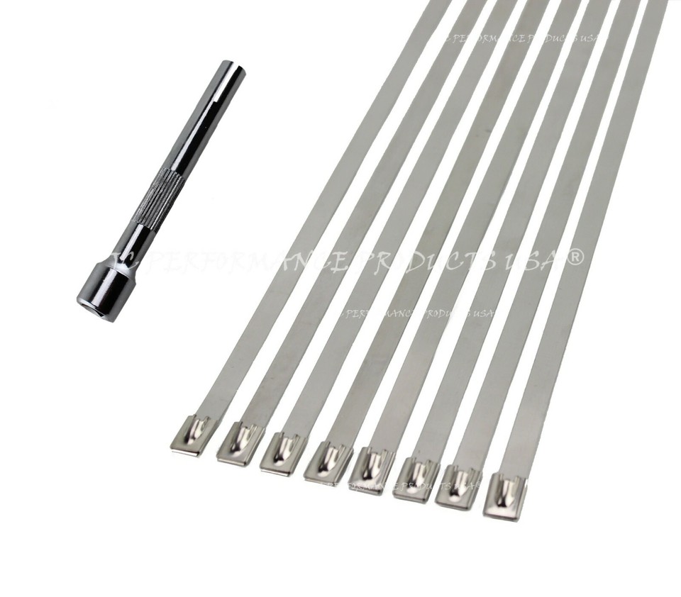 STAINLESS STEEL 310 CABLE TIES STRAP EXHAUST WRAP CLAMP WITH TIGHTENING ...