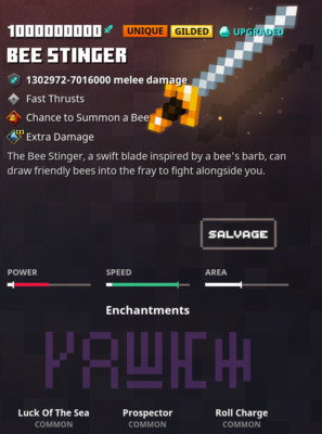 Minecraft Dungeons -Bee Stinger Unique Gilded (Xbox)(PS4)(Switch)(PC ...