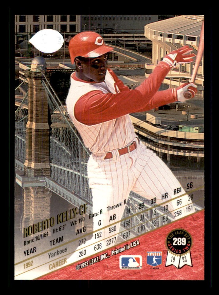 1993 BASEBALL 1993 Leaf Roberto Kelly Cincinnati Reds #289 1 | eBay