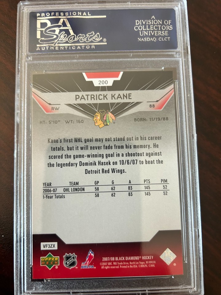 2007 UD Black Diamond Patrick Kane RC Rookie PSA 9.0 GEM MINT CHICAGO ...