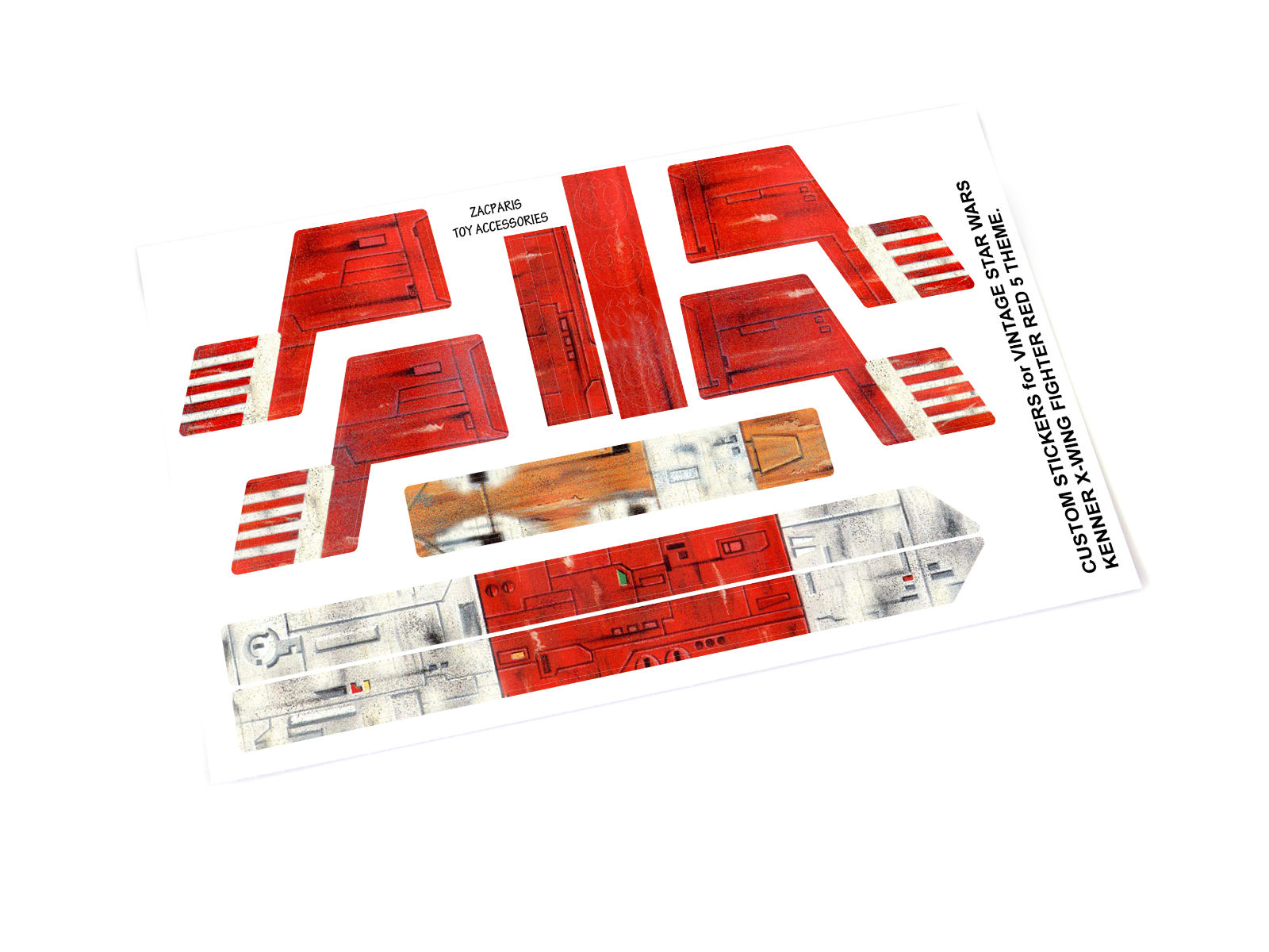 Custom stickers for Star Wars Vintage Kenner XWING X-Wing Red Five 5 ...