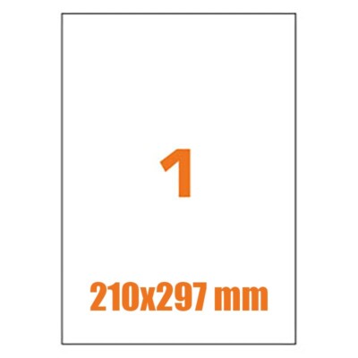 100 fogli Etichette ADESIVE in fogli A4 Dimensione: 210x297 (1) Et. per ...