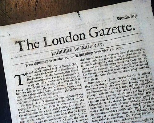1673 Newspaper Early Rare 17TH CENTURY 351 Years old London Gazette ...