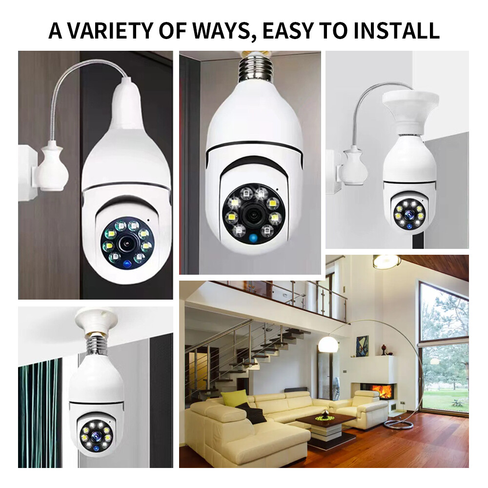 Wireless WiFi Light Bulb Camera Outdoor 360° Panoramic 1080P Security ...