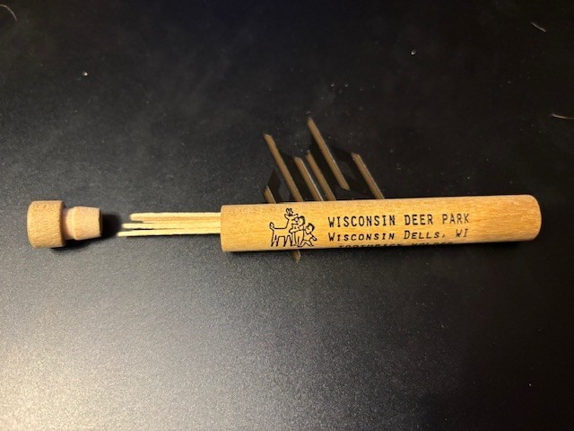 Vintage- Wooden Toothpick Tube-Wisconsin Deer Park-Wisconsin Dells | eBay