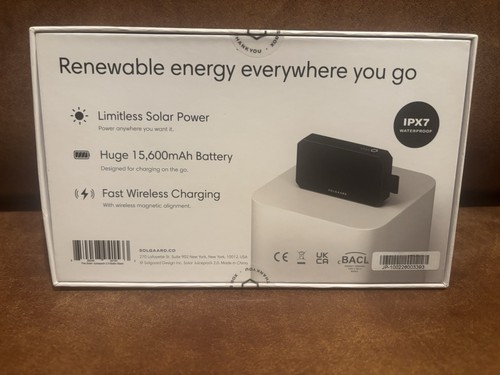 Solgaard Solar Juicepack 2.0, 15600mAh Battery, Wireless Charging Bank ...