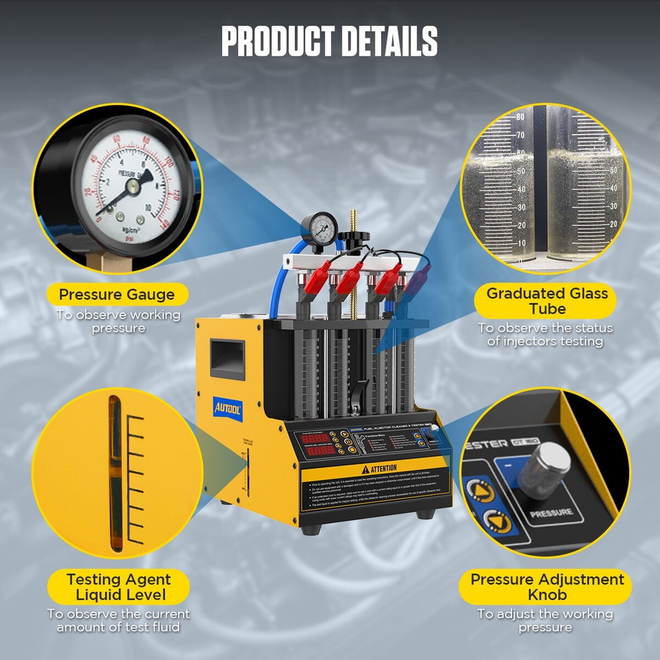 AUTOOL® CT160 Ultrasonic Fuel Injector Cleaner & Tester Heating ...