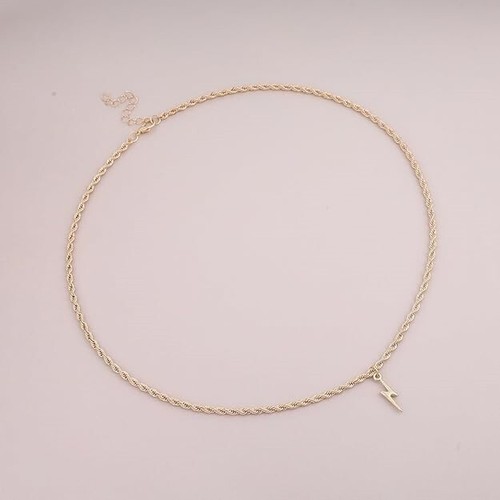 Gold Rope Chain Necklace with Lightning Bolt Pendant – Trendy Statement ...