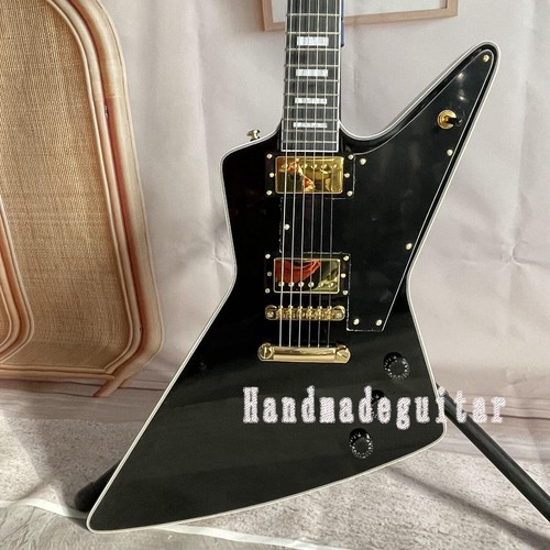 Black Solid Body Lzzy Hale Explorer Electric Guitar HPL Fretboard Gold ...