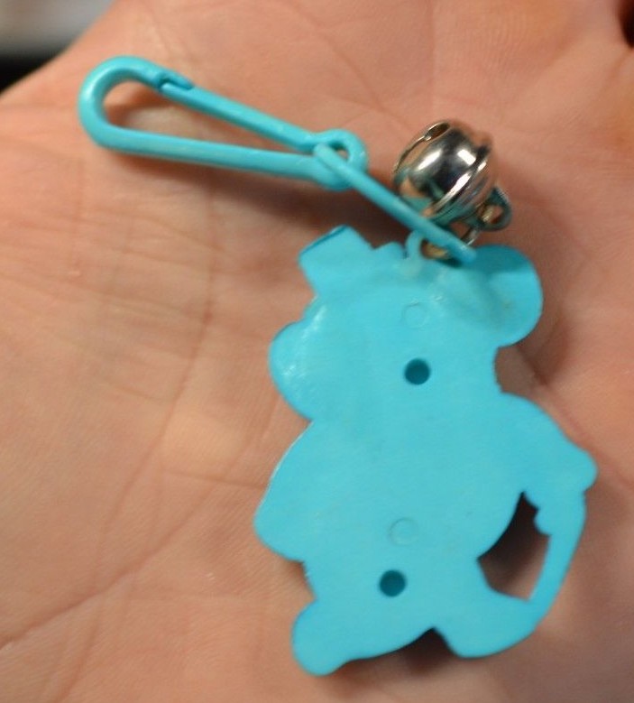 Vintage 80's Plastic Charm Bell clip Necklace Blue Elephant Charm ...