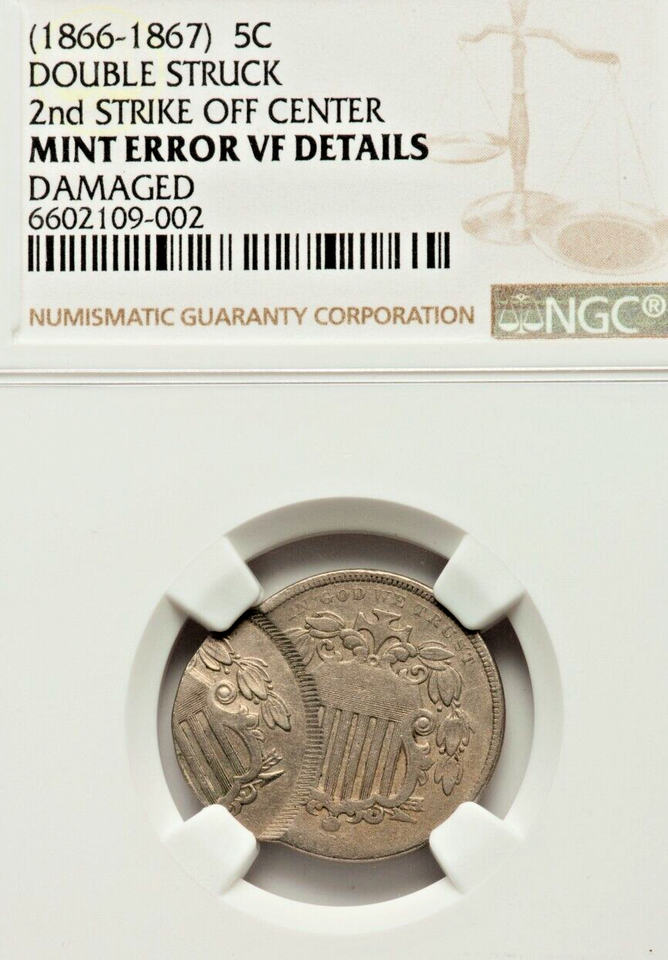 1866 SHIELD NICKEL RAYS DOUBLE STRUCK ERROR! NGC VF | eBay
