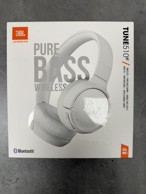 JBL Tune 510BT “Pure Bass” Wireless On-Ear Headphones WHITE, 40hr ...