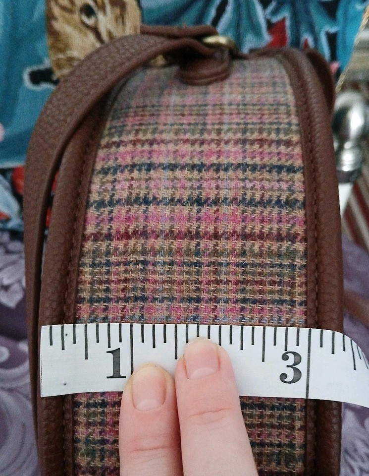 JOULES Ladies Brown/Pink Check Wool Logo Detail Top Handle/Crossbody ...