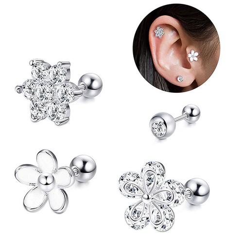 Piercing Ball Round Ear Stud Crystal Ear Cartilage Tragus Helix Conch ...