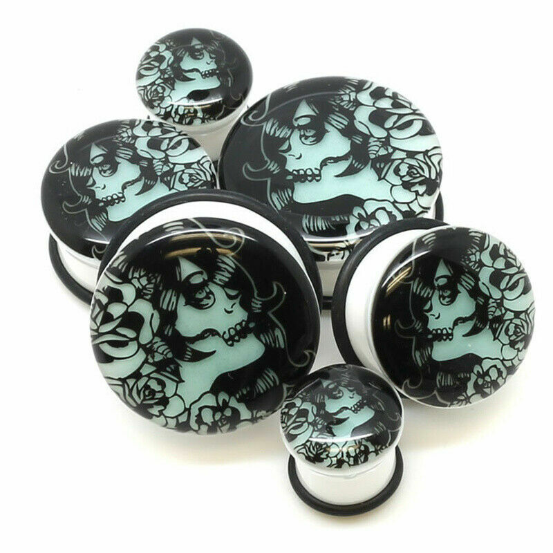 1 Pair Glow In Dark Punk Acrylic Flared Flesh Tunnel O-ring Ear Plug ...