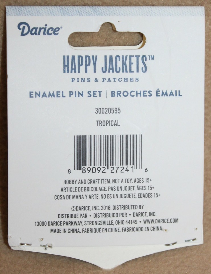 New Darice Happy Jackets Enamel Pins/Broches 4 Piece Set ~Tropical | eBay