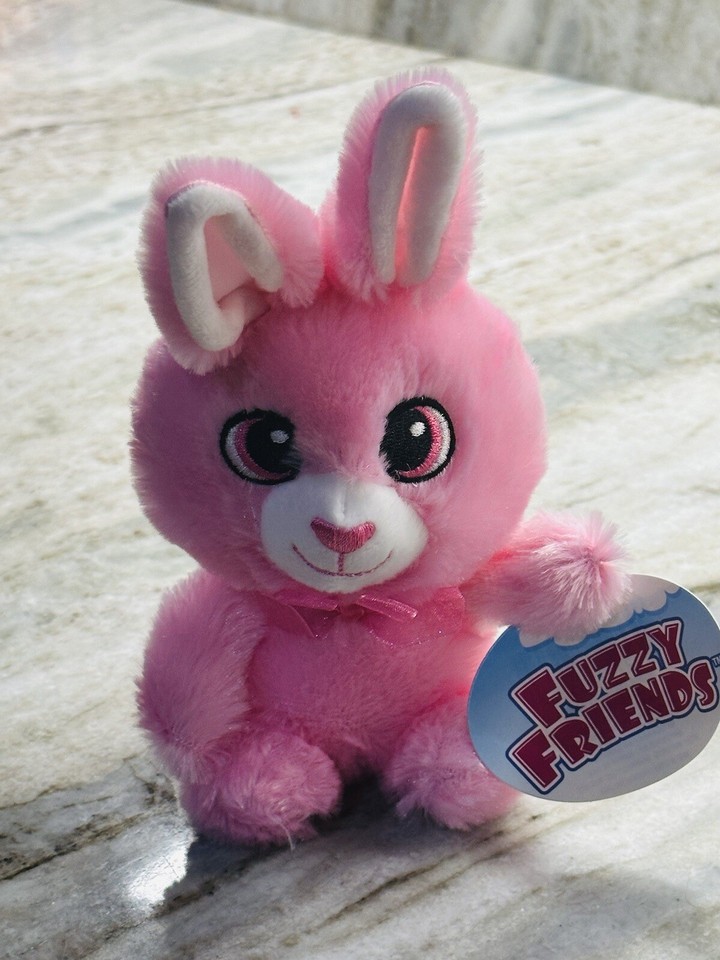 Fuzzy Friends Plush Baby Pink Bunny Stuffed Animal-Easter/Valentines ...