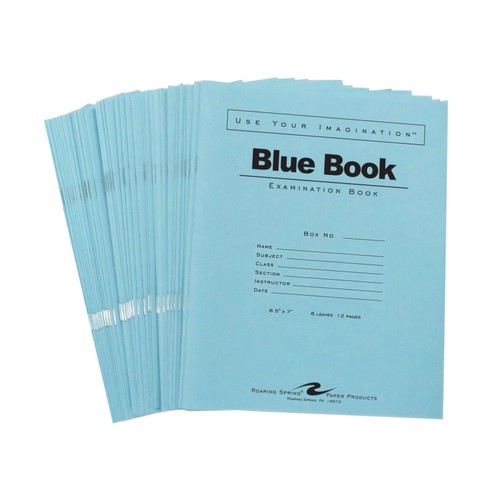 ROARING SPRING Blue Exam Book, Wide Ruled with Margin, | eBay