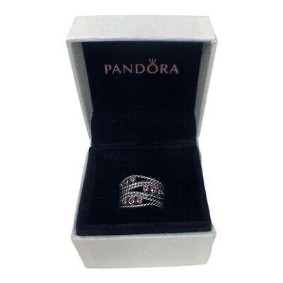 Pandora Sterling Silver Hidden Romance with Rhodolite Ring Size: 48 (4. ...