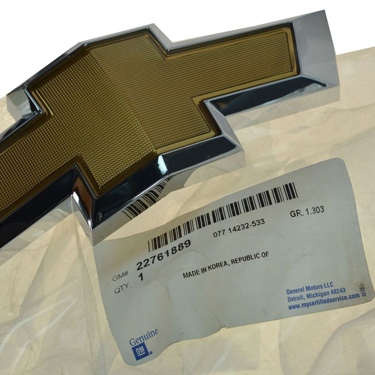 OEM 22761889 Bowtie Grille Emblem Chrome & Gold Adhesive for Chevy ...