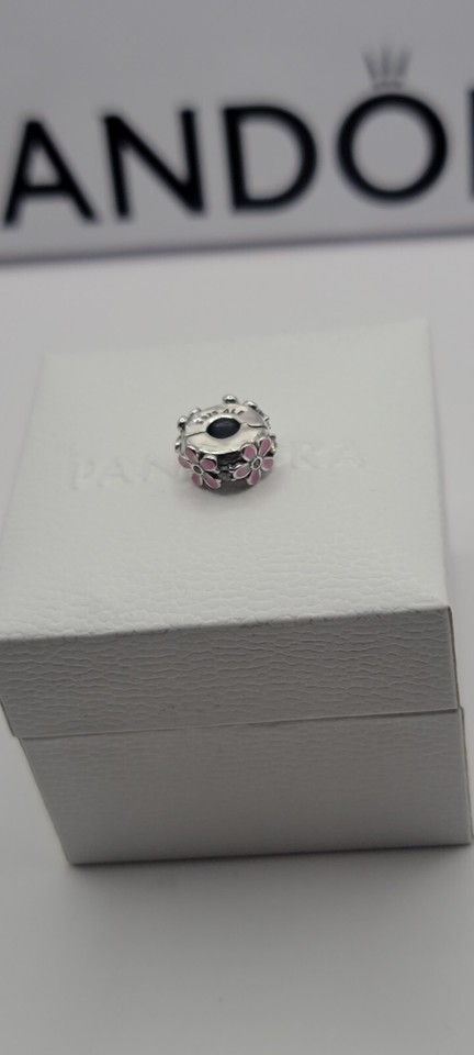 New Pandora Pink Daisy Flower Sterling Silver Clip Charm #798809C01 w ...
