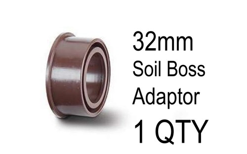 1 x 32mm Solvent Weld Soil Boss Adaptor Brown Pipe Waste Drain Water ...